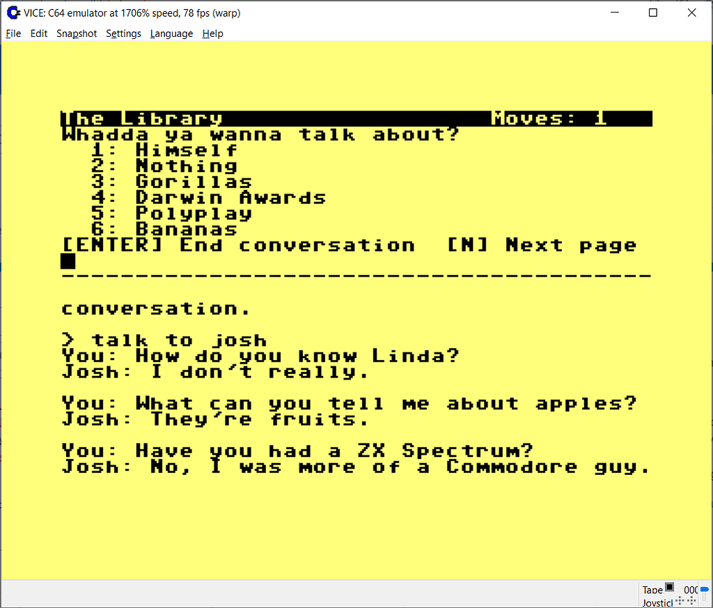 New Inform 6 extension for menu-driven conversation: ext_talk_menu.h ...