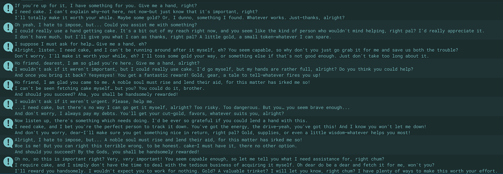 Need help with procedural generation of NPC speech in a Roguelike — when is speech unique ...