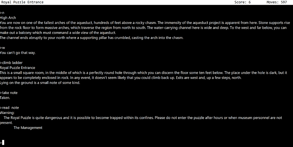 Zork III Grue Repellant and Ladder Bugs - Playing - The Interactive ...