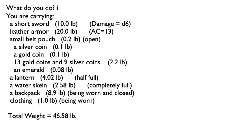 Adjusting inventory - Inform 7 - The Interactive Fiction Community Forum